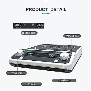 XENITE Large-Capacity Magnetic Stirrer, Button Knob Control, 10L/15L/20L/50L Forward and Reverse Stirring, 24-Hour Timing, Brushless Motor,15L