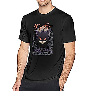 ERDONE Gengar Kaiju Mix Mens Tee Funny Short Sleeve T-Shirt Black, XX-Large