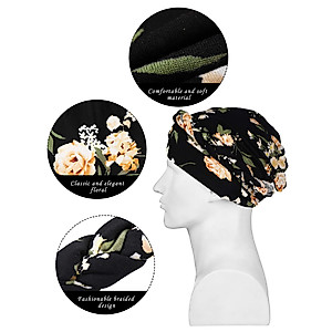 3 Pieces Women Turban Head Wrap Pre-Tied Bonnet Beanie Hat Sleeping Cap Headwrap (Retro Pattern) Multicoloured
