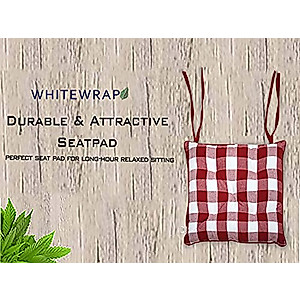 WHITEWRAP Outdoor/Indoor Chair Pads | 18”x18”|2-Pack | Black/White Checked | for Hardwood Floors, Cushions, Cotton with Soft Polyester Filling, Ties for Non-Slip Support, Comfortable