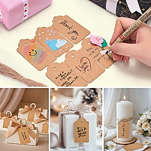 200PCS Kraft Paper Gift Tags with String, Blank Gift Bags Tags Price Tags(Brown)