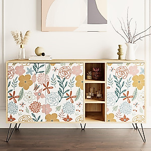 WENMER Floral Peel and Stick Wallpaper 17.71”×118”Boho Floral Wallpaper Pink Floral Contact Paper Self Adhesive Removable Wallpaper for Bathroom Cabinet Decorative