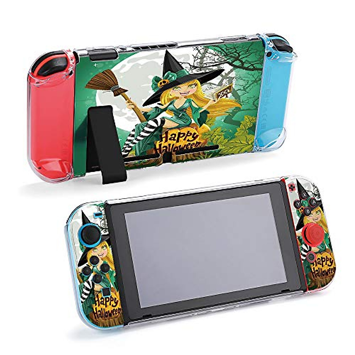 SUPNON Switch Case Compatible with Nintendo Switch Games Protective Hard Carrying Cover Case for Nintendo Switch Console Joy Con Controlle - Beautiful Young Witch with A Book and Broom Design37492