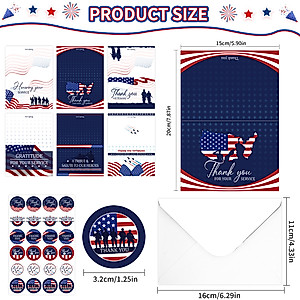 24 Pcs Veterans Day Cards with Envelopes: Veteran Thank You for Your Service Cards with Envelopes & Stickers Special Season Patriotic Appreciation Greeting Cards Bulk Veterans Day Gifts