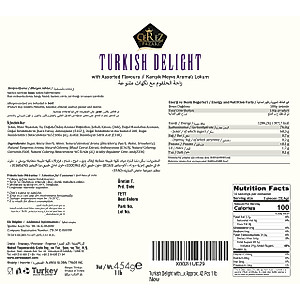 Cerez Pazari Turkish Delight Candy With Assorted Flavors, Gourmet Medium Size Snacks Gift Box, Sweet Luxury Traditional Confectionery Loukoumi, Vegan Lokum, Approx. No Nuts, 42 Pcs, 16 oz.