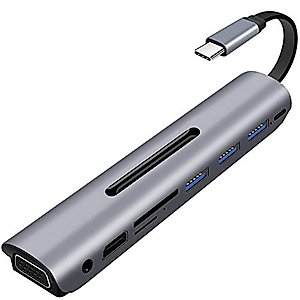 XUNMAIFHB Portable Docking Station,USB C HUB Docking Station 7 in 1 hdmi Cooling Fast TF/SD, USB3.03, Type-c PD Charging, HDMI 4K Fast Transmission