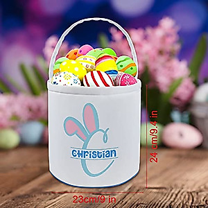 Personalized Easter Baskets for Girls Boys Kids with Name Custom Buny Easter Basket Customized Easter Egg Tote Bags Buckets