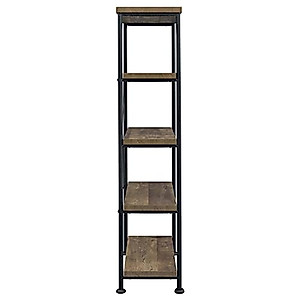 Coaster Furniture Analiese Rustic Industrial 4 Shelf Bookcase Bookshelf Etagere Composite Wood Shelves Metal Frame Brown Oak Black 802543