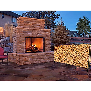 TQVAI 8ft Firewood Rack, Heavy Duty Fire Log Storage Rack for Patio Deck Indoor Outdoor Fireplace Tool Holder, Black