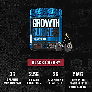 Jacked Factory Growth Surge Creatine Post Workout w/L-Carnitine - Daily Muscle Builder & Recovery Supplement with Creatine Monohydrate, Betaine, L-Carnitine L-Tartrate - 30 Servings, Black Cherry