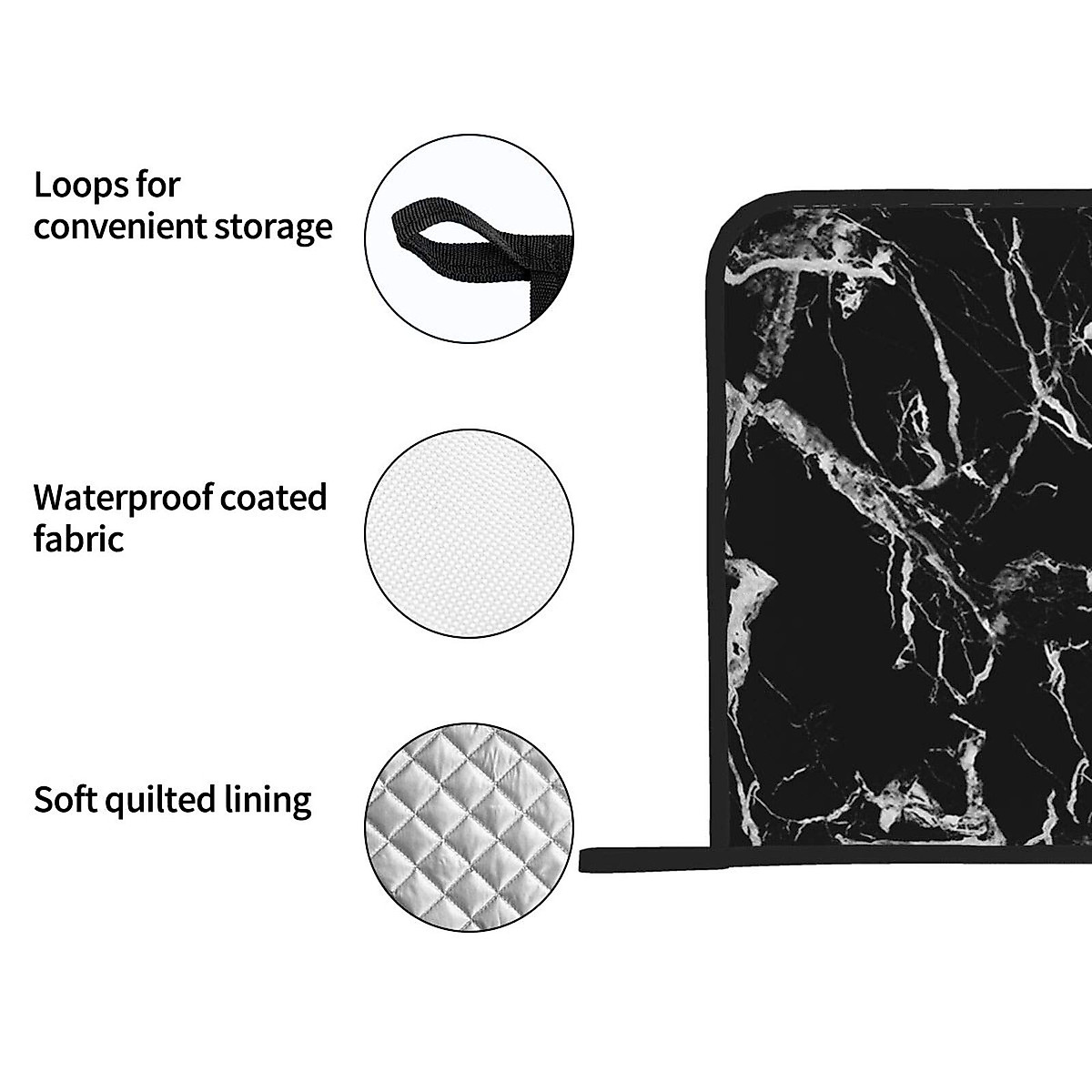 Stripe Marble Black and White Pot Holders Set of 2 Heat Resistant Hot Pot Holder Pads Kitchen Potholder for Cooking and Baking