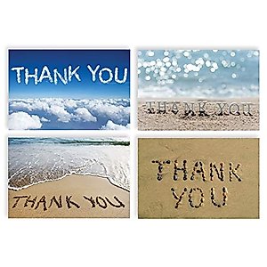 Thank You Cards with Envelopes (100 Pack), 4 Cover Designs, Blank Inside, by Better Office Products, All Occasions, Serenity Collection, 100 Pack