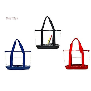 Clear PVC Zipper Tote Bag/Security Clear Tote Bag/Work Tote Bag (Black)