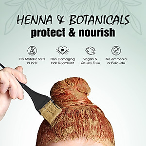 Light Mountain Henna Hair Color & Conditioner – Red Hair Dye, Organic Henna Leaf Powder and Botanicals, Chemical-Free, Semi-Permanent Hair Color + 4 Hair Clips