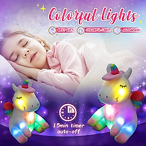 Athoinsu 12'' Light up Unicorn Stuffed Animal Soft Plush Toy with Colorful LED Night Lights Glowing Birthday Children's Day Valentine's Day Gifts for Girls Toddler Kids Women