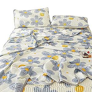 Cooling Mattress Mat Cover Set, Fine Stitching Skin Friendly Breathable Latex Sleeping Mat Pillowcase Irritating for Summer (Type 1 Sleeping Mat 150x200cm / 59.1x78.7in)