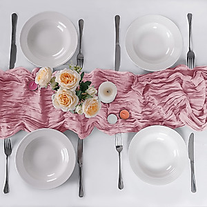 flohar 6 Pack Pink Cheesecloth Table Runner 9ft,17 x 108 inch Gauze Table Runners Rustic Romantic Wedding Runner for Wedding Bridal Shower Fall Decoration