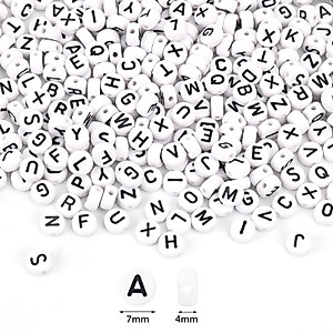 600pcs Letter Beads for Bracelets kit，Alphabet Beads for Jewelry Making Bracelets Necklaces Key Chains 4X7mm (C, White)