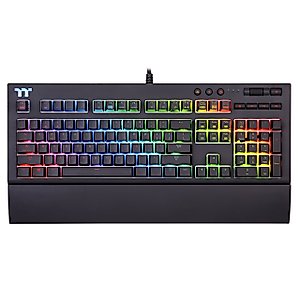 Thermaltake Tt Premium X1 RGB Smartphone Enabled Voice-Controlled AI 16.8 Million Color with 12 Lighting Effects Cherry MX Silver Switches Mechanical Gaming Keyboard KB‐TPX‐SSBRUS‐01 , Black