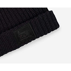 Love Your Melon Beanie for Men & Women, Leather Pom Beanie Black, Winter Hats, Unisex Beanies, 100% Cotton Made Lined Knit Warm Thick Skully