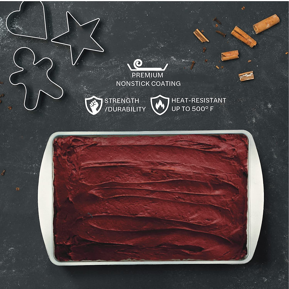 DecorRack 12.8 x 7.5 Inch Nonstick Brownie Tray, Deep Cookie And Biscuit Baking Pan, Durable Bakeware For Oven