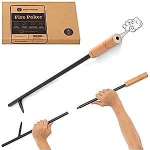 WISE MOOSE 34 Inch Fire Poker for Fire Pit Outdoor - Blow Poke, Fireplace Poker with Wooden Handle - Campfire Poker, Fire Pit Poker, Fire Poker for Fire Pit with Wooden Handle,