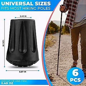 6Pcs Hiking Walking Stick Tips - Rubber Tips for Hiking Poles Hiking Accessories Collapsible Walking Stick Tips Rubber Tips for Canes - Hiking Pole Tips Rubber Tips for Walkers