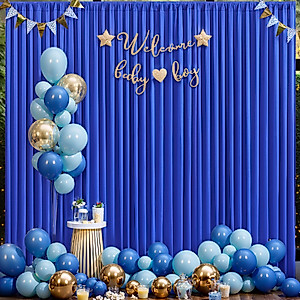 10ft x 7ft Royal Blue Backdrop Curtain for Parties Blue Wrinkle Free Backdrop Drapes Panels for Baby Shower Birthday Party Wedding Photo Photography Polyester Fabric Background Decoration