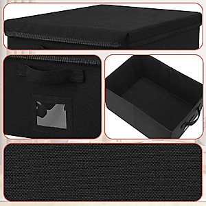 Graciadeco 22.8qt Closet Storage Boxes with Lids Black Folding Keepsake Storage Bins Stackable Flat Lidded Carboard Storage Contaner for Clothes Barbie Shoes, 2 Pack