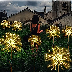 Onlyliua Solar Decoration Lights, Garden Pile Lights, 90 LED Sparklers String Lights for Yard P𝚊thw𝚊y Decorations Valentines Day Decor(Shape Can Be Changed Manually)