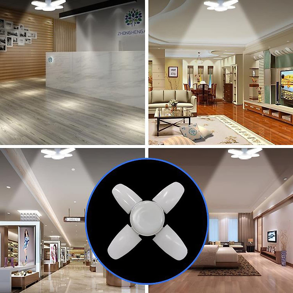 Stayofa 4 Pack LED Garage Light 40W,Mini Deformable Led Garage Ceiling Lights E26 6500K Daylight Garage Lights Adjustable Led Garage Light Bulb for Garage,Workshop,Workbench,Barn,Warehouse,Full Area