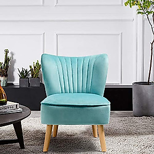 Giantex Velvet Accent Chair, Upholstered Modern Sofa Chair w/Wood Legs, Thickly Padded, Small Armless Wingback Club Chairs for Living Room Bedroom Furniture