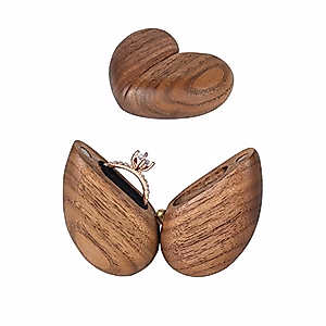 SINMAR Wooden Ring Box for Wedding Ceremony, Small Heart Shaped Proposal Engagement Ring Boxes for Wedding Wedding Ring Boxes for Ceremony(black walnut)