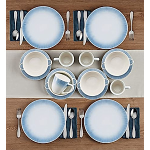 Pfaltzgraff Logan 16 Piece Dinnerware Set, Service for 4, Blue Ombre