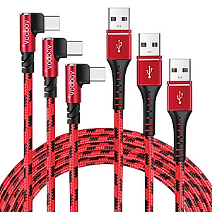 Micatel USB A to USB C Android Charging Cords 3Pack Fast Charger Braided Wire (Red)
