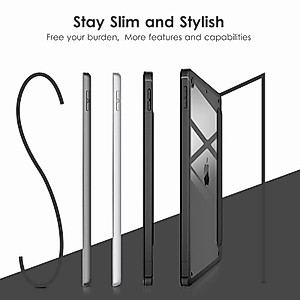 DTTOCASE Case for iPad 9th / 8th / 7th Generation 10.2 inch (2021/2020/2019 Released), Clear Back, TPU Shockproof Frame Cover[Built-in Pencil Holder,Support Auto Sleep/Wake] for ipad 10.2 - Black