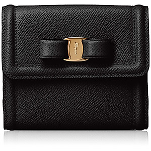 Salvatore Ferragamo 22C911-673755 Vara Ribbon Wallet, Genuine Leather, NERO