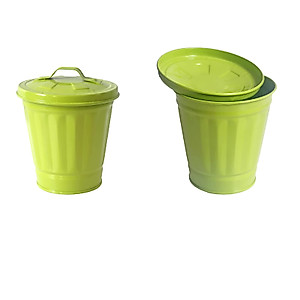 AITING Mini Trash can & Iron Garbage can Pencil Cup Holder 2pcs (Green)