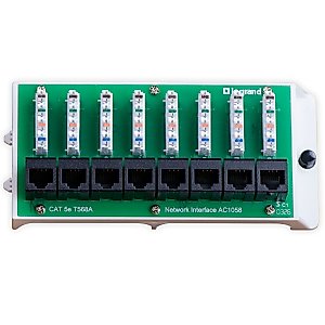 Legrand - OnQ Cat5e Network Interface Module, Wifi Module with 8 Ports, Network Box Provides Connectivity to Ethernet Connected Devices, Black, AC1058