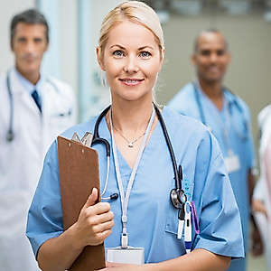 HOYDATE 8Pcs Mini Highlighter Nurse Pen Pack Set Nurse Pens for Badge Include Tip Highlighter 2 Permanent Marker Pens and 2 Retractable Ball Pen with 2 Nursing Keychain Clip (Rose Red+Blue)