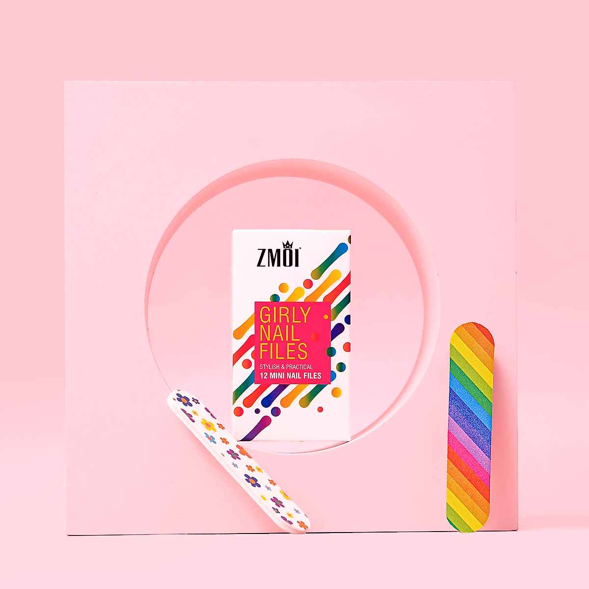 ZMOI (1 Dozen) Colorful Girly Mini Emery Board Nail Files