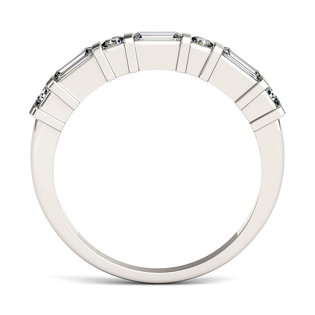 14K White Gold Moissanite by Charles & Colvard 4x2mm Step Cut Baguette Wedding Band-size 6 0.47cttw DEW