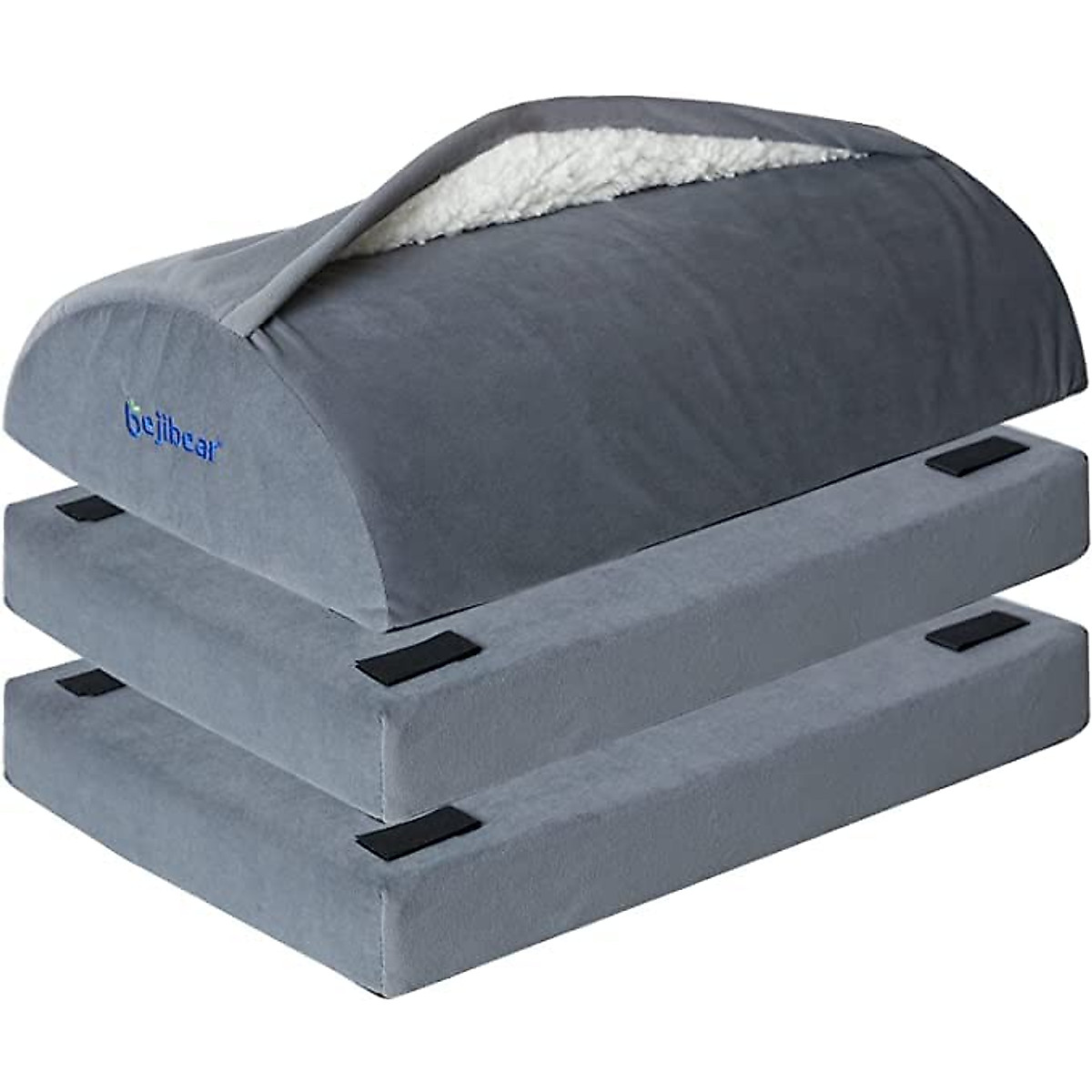 Bejibear Ergonomic Foot Rest for Under Desk at Work, Comfortable Foot Stool with 2 Adjustable Heights, Suitable for Office, Home and Car Footrest, Grey