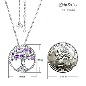 ELDA & CO. Tree of Life Necklace for Wife Mom Birthday Gifts February Birthstone Amethyst Jewelry for Women Sterling Silver Fine Jewelry
