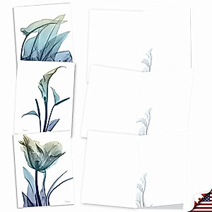 The Best Card Company - 10 Boxed Note Cards with Flowers - Blank Assorted Floral Notecards Bulk (4 x 5.12 Inch) - Blooming Expressions AM6221OCB-B1x10