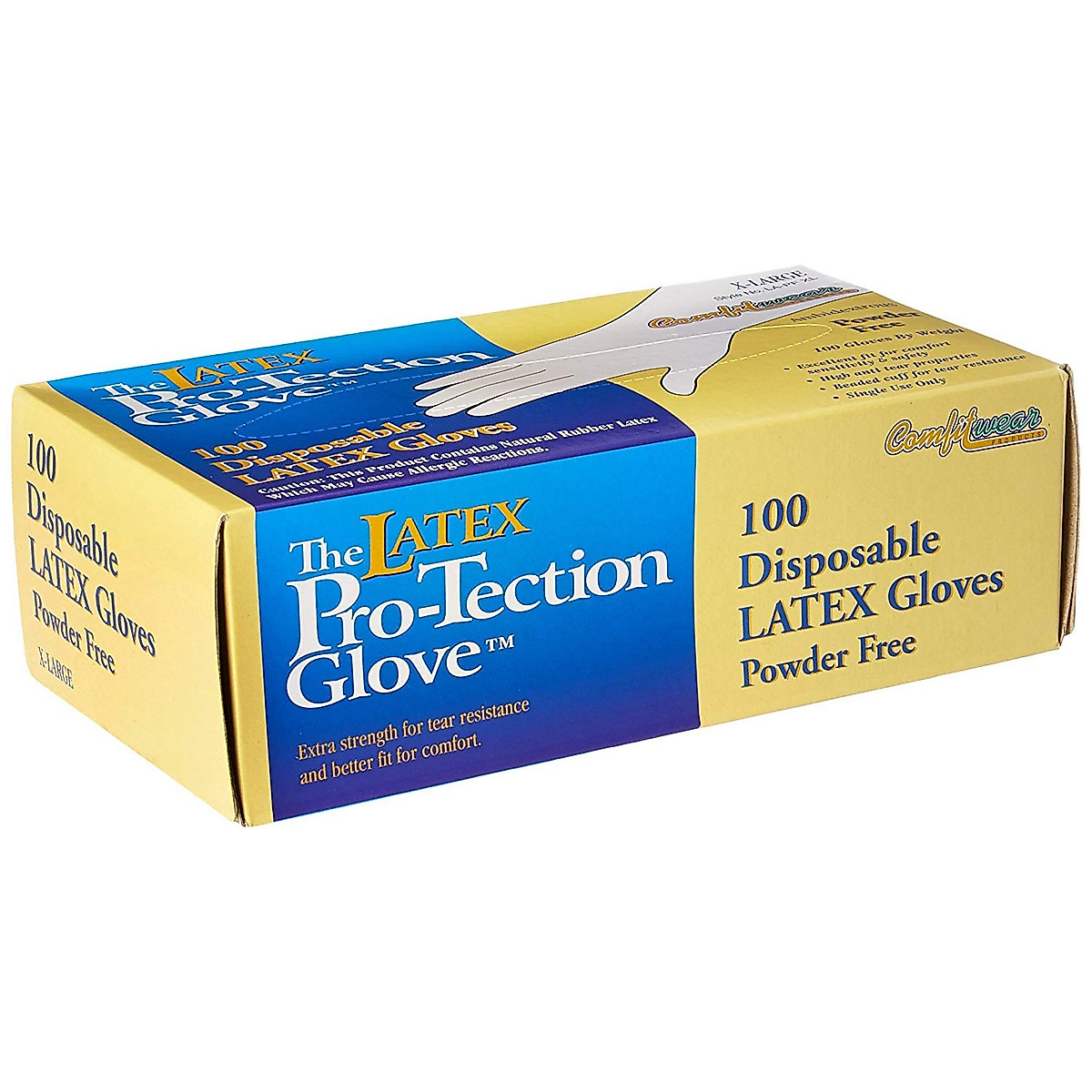 100 Disposable Latex Gloves, Powder Free Size X-large