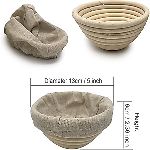 OURVER 5 Inch Round Bread Proofing Basket Sourdough Leavened Rattan Bowl for Artisan Bread Home Baking 2-Pack