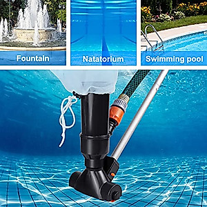 Swimming Pool Jet Vacuum Cleaner Underwater with 5 Section Pole, Portable Pool Mini Jet Vacuum Suction Head for Above Ground Pool Spas Hot Tub Ponds & Fountains