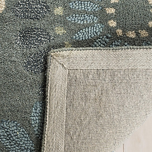 SAFAVIEH Jardin Collection Area Rug - 10' x 14', Grey & Blue, Handmade Floral Wool, Ideal for High Traffic Areas in Living Room, Bedroom (JAR455A)