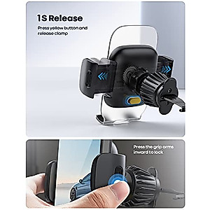 Lamicall 2023 Dashboard Car Phone Mount Holder - [Acrylic Clamp Design] 3in1 Long Arm Car Cell Phone Mount, Super Suction Cup, Automobile Dashboard Windshield Vent Accessories Cradle for All iPhone